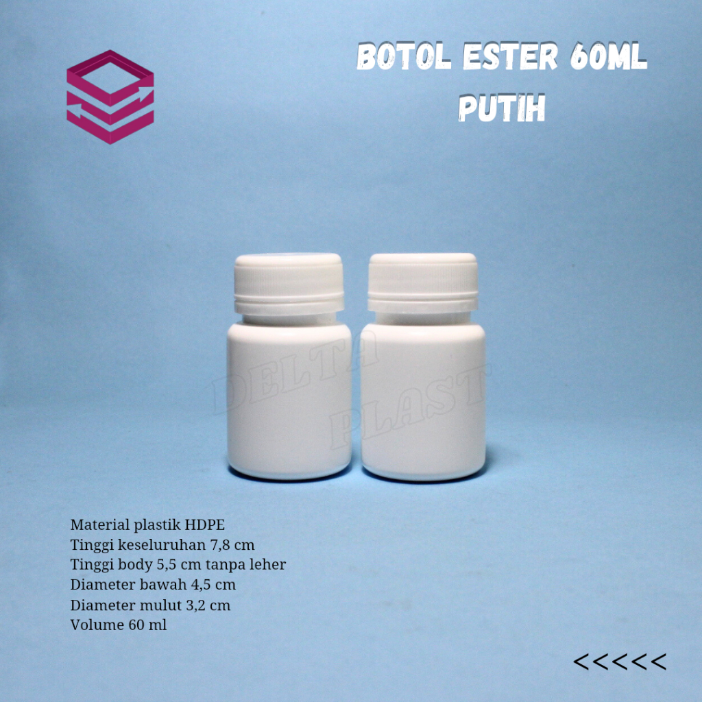Jual BOTOL KAPSUL ESTER 60ML/BOTOL ESTER C 60ML PUTIH | Shopee Indonesia