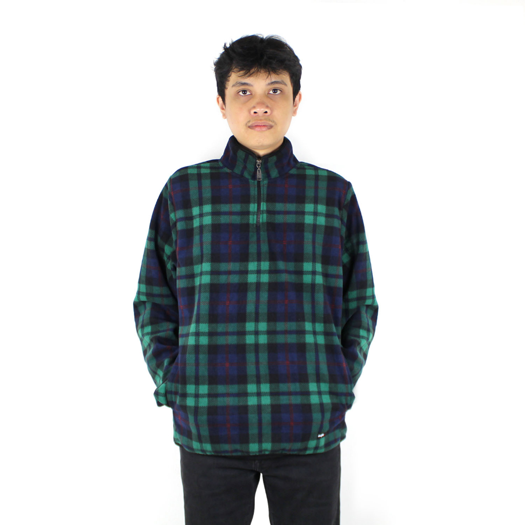 Jual BLITH - Sherpa Jaket Motif Kotak Salur Bahan Polar Tebal | Shopee ...