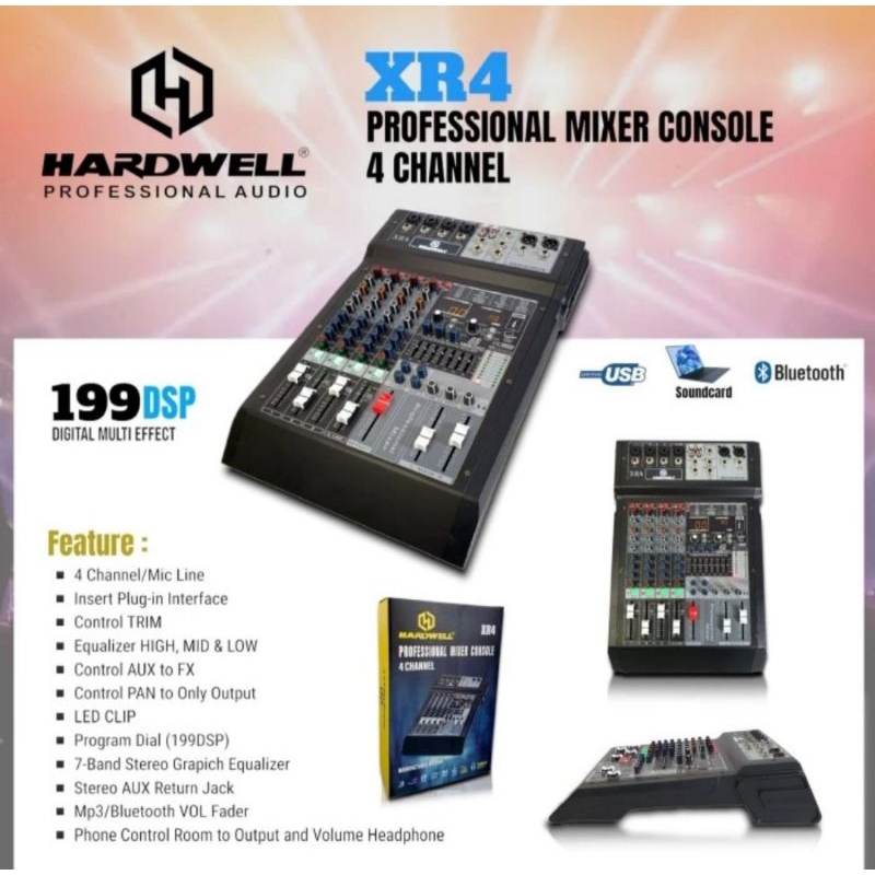 Jual mixer audio 4 channel hardwell xr4 xr 4 original garansi resmi | Shopee Indonesia