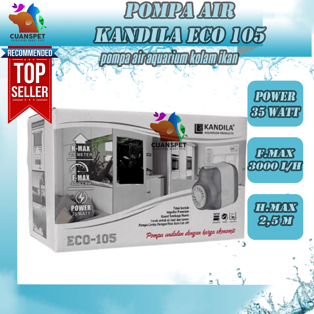 Jual Kandila Eco 105 Mesin Pompa Air Aquarium Kolam Ikan Submersible Kandila Eco 105 Low Watt ...