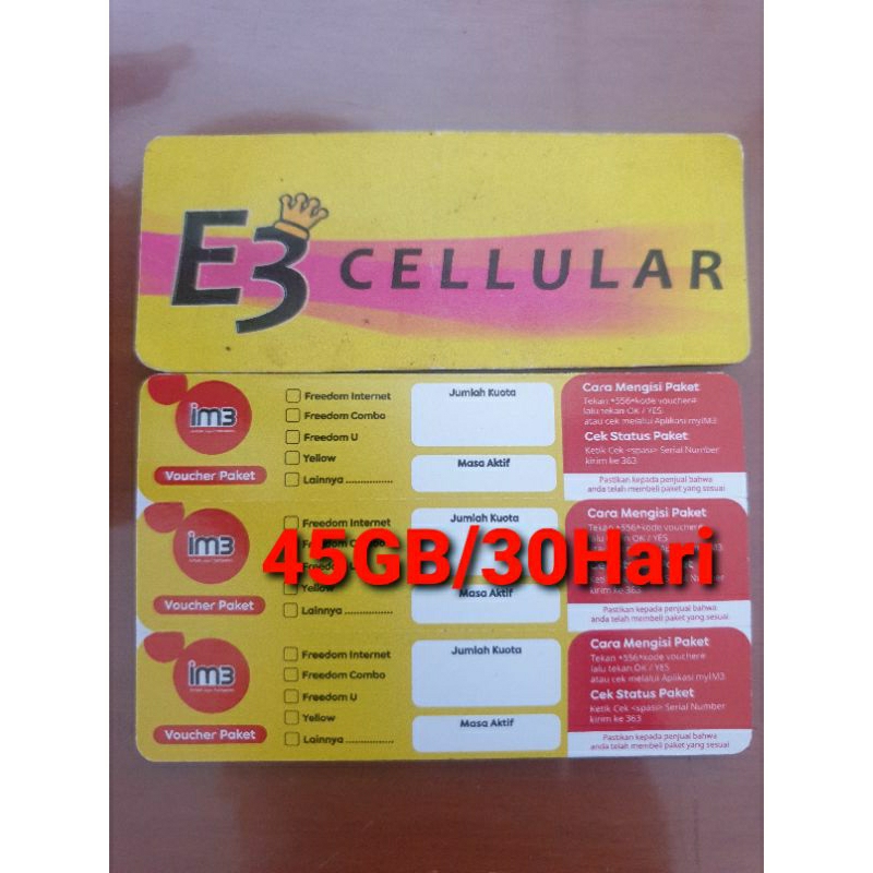 Jual Voucher Internet INDOSAT FREEDOM 45GB (30Hari) | Shopee Indonesia