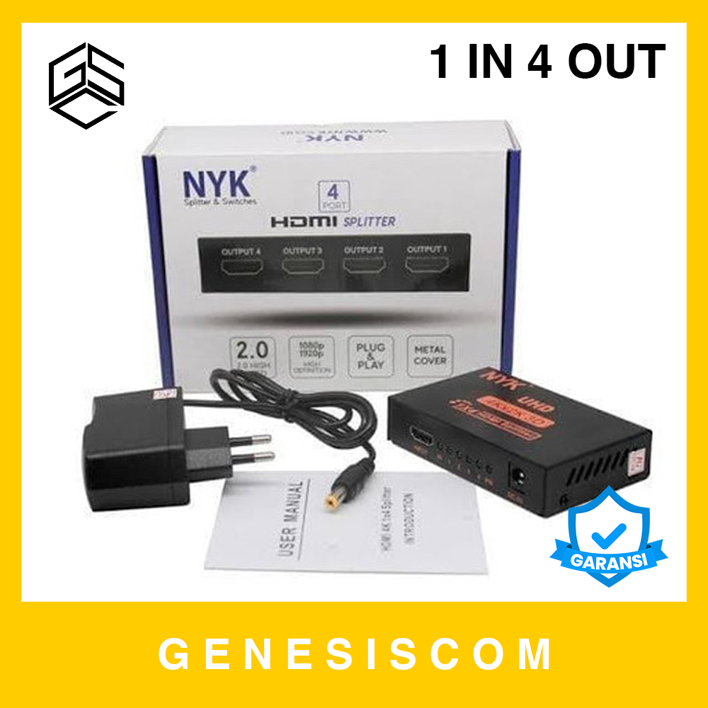 Jual HDMI Splitter 4 Port NYK 4K x 2K UHD Spliter 1 In 4 Out Split ...