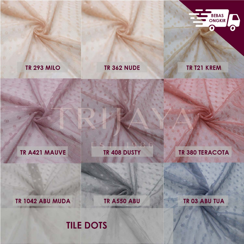 Jual Kain Tile Titik Dot Tulle Polkadot (Per 1/2 Meter) - Trijaya | Shopee Indonesia