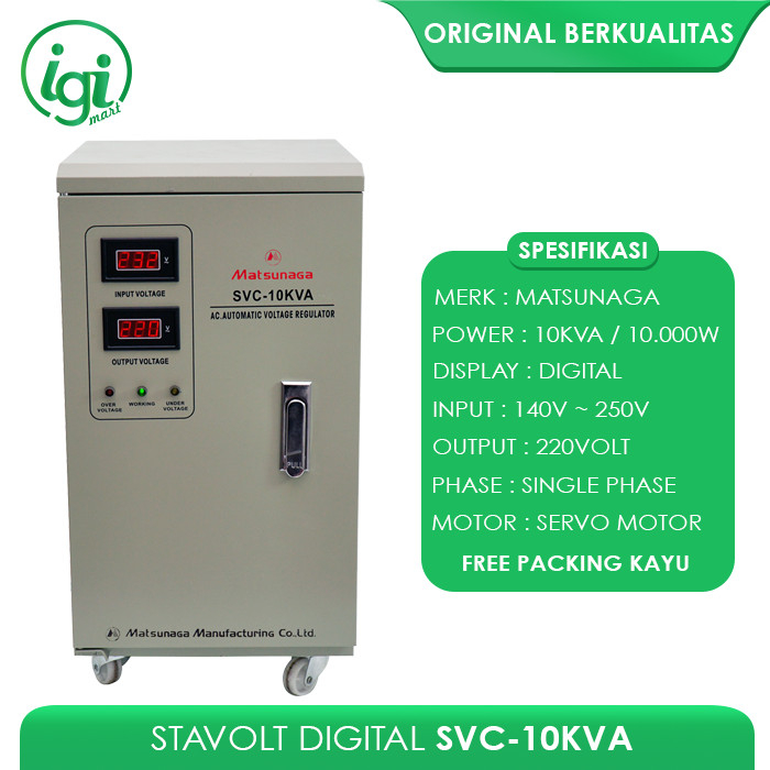 Jual STAVOLT SVC DIGITAL 10KVA MATSUNAGA STAVOL LISTRIK STABILIZER ...