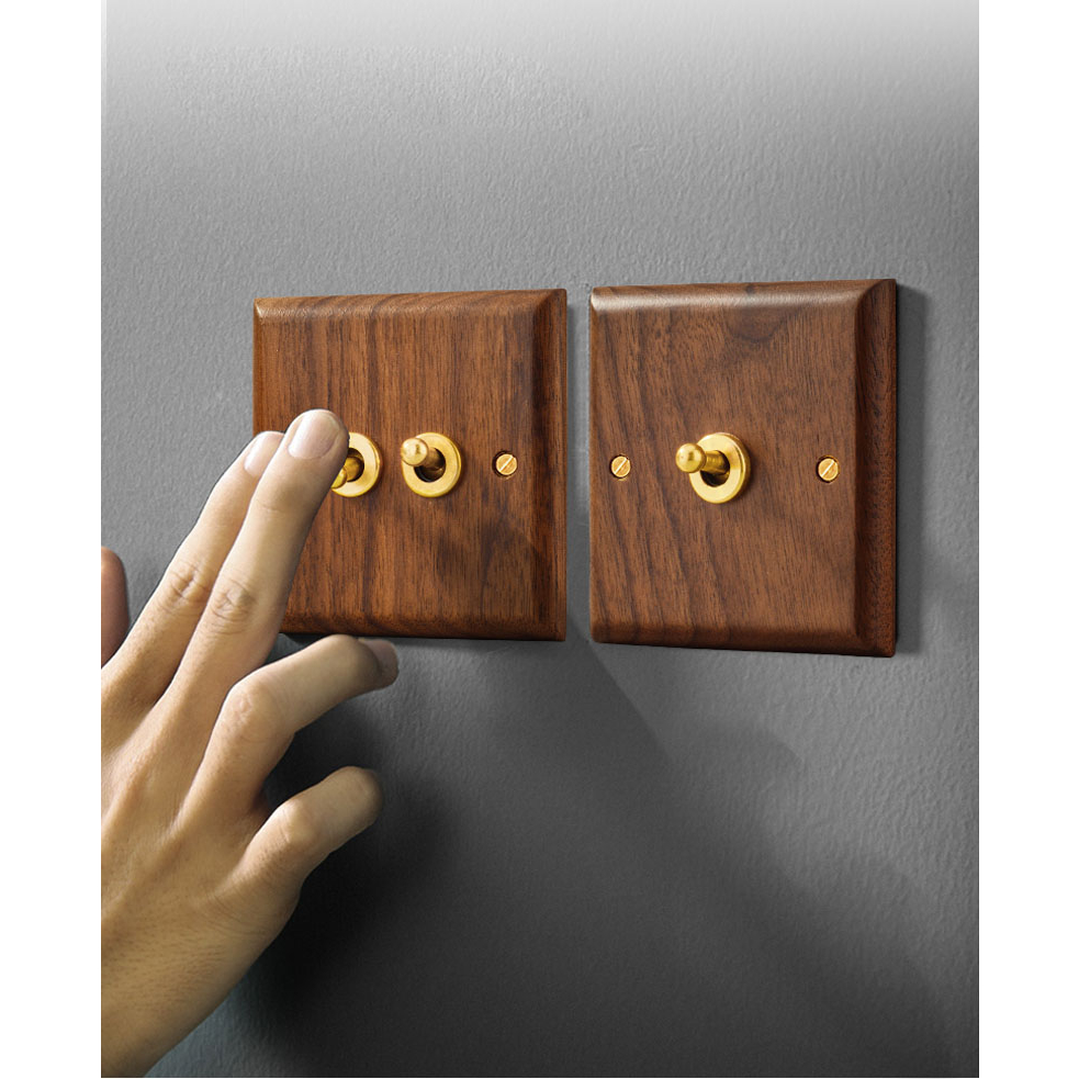 Jual wall wood switch panel saklar dinding single kayu klasik cafe ...