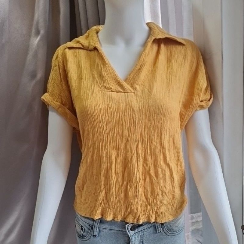 Jual Blouse kerah wanita merk TWINKLE LP96-120, P48 warna mustard ...