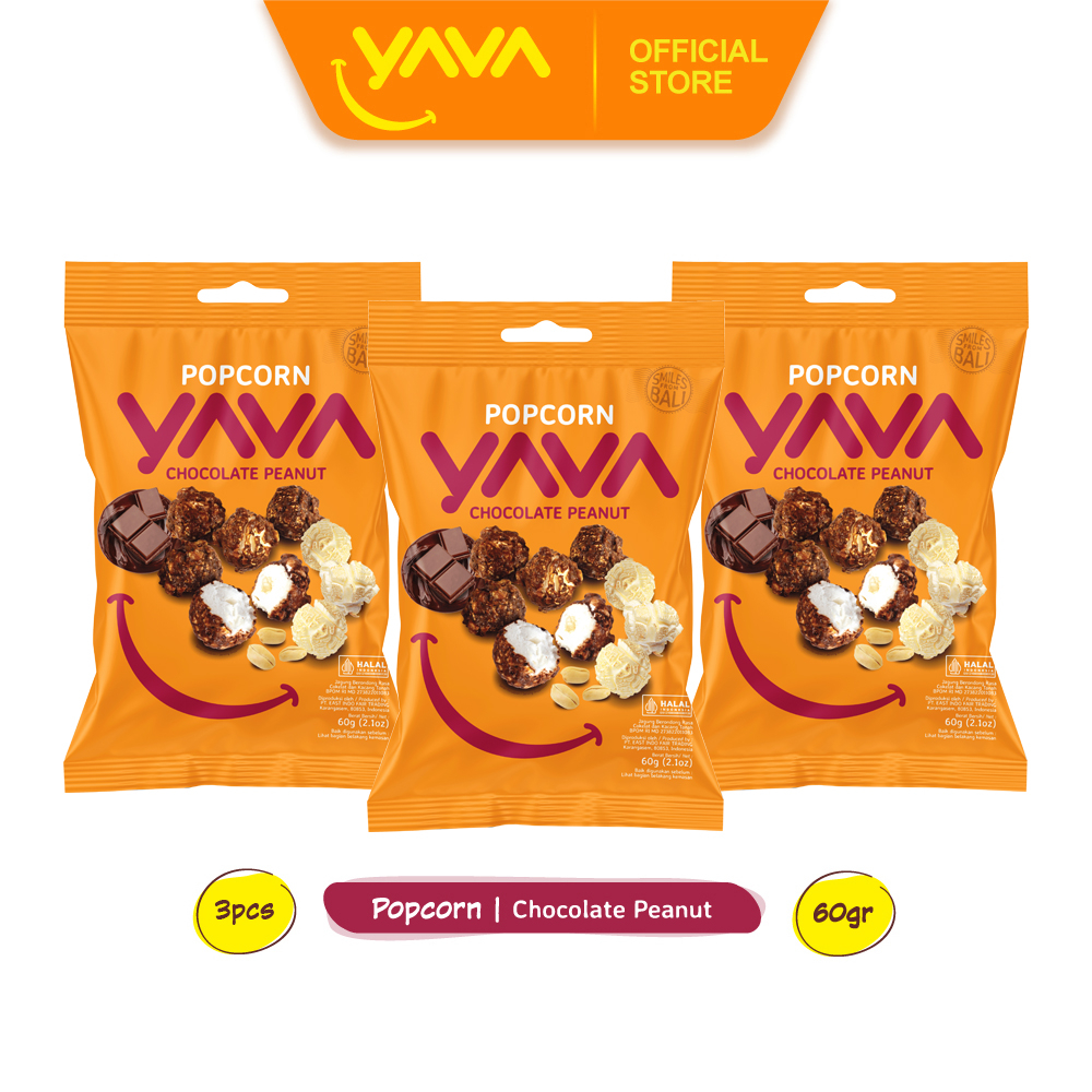 Jual YAVA Triple Pack Popcorn Chocolate Peanut (3 x 60g) | Shopee Indonesia