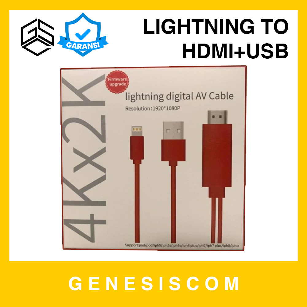 Jual Kabel Converter Lightning + USB Power to HDMI Digital MHL 2M / 2 Meter Male to Male Cable ...