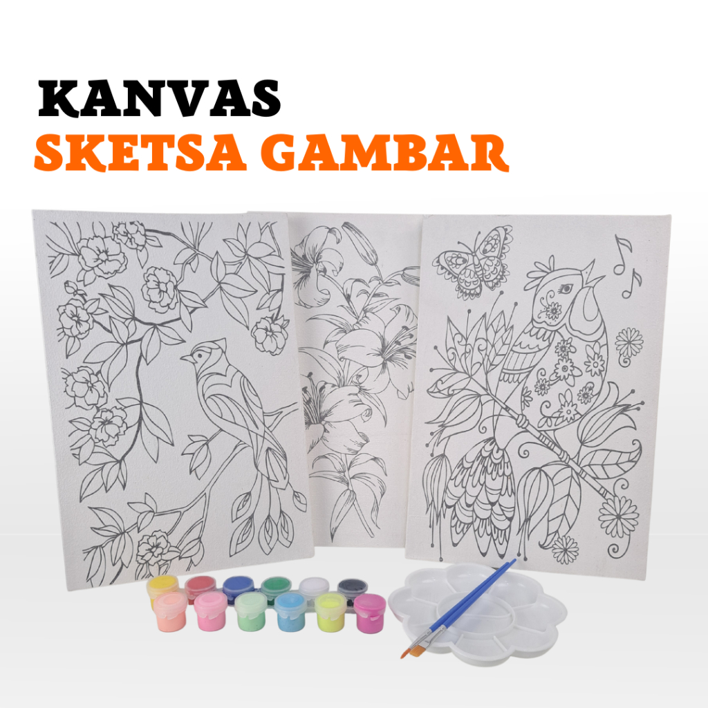 Jual Paket Kanvas Lukis Sketsa 20x30cm Painting Kit Kanvas Mewarnai ...