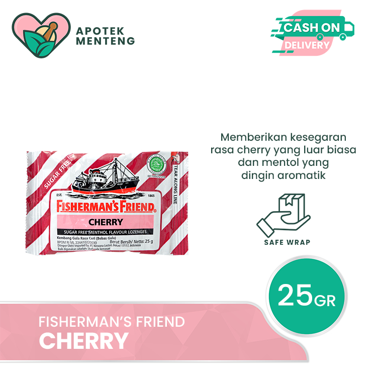 Jual Fisherman's Friend Cherry Sugar Free - Permen Pelega Tenggorokan ...