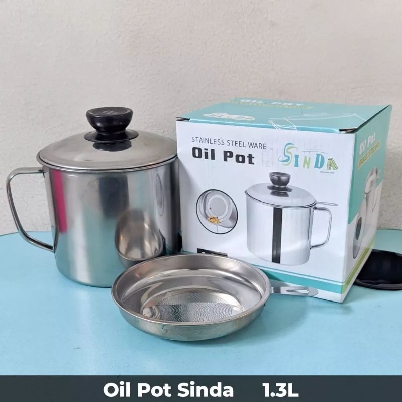Jual Oil pot stainless steel 1,2 L Saringan minyak Praktis serbaguna ...