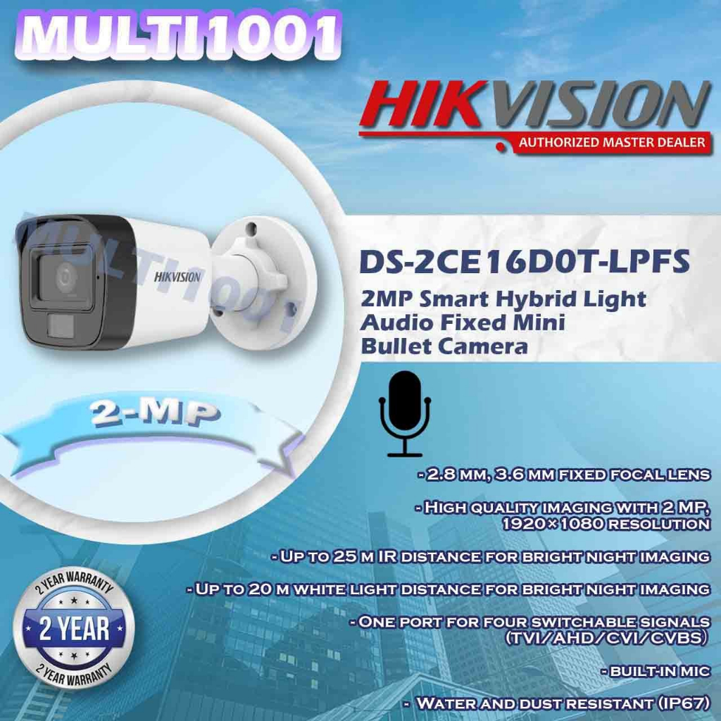 Jual CAMERA CCTV HIKVISION 2MP AUDIO SMART DUAL LIGHT DS-2CE16D0T-LPFS | Shopee Indonesia
