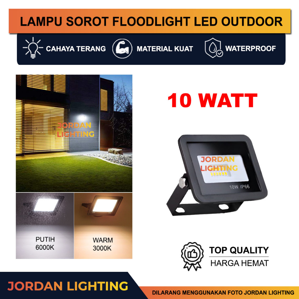 Jual Lampu Sorot LED 10W Waterproof - Flood Light Tembak Terang Outdoor Halaman, Taman, Lapangan ...