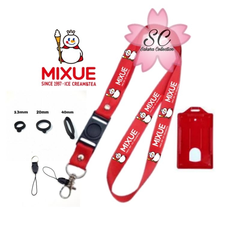 Jual Tali lanyard id card MIXUE ICE CREAM TEA MERAH LOGO GANTUNGAN ...