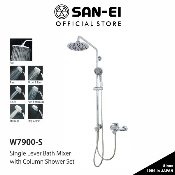 Jual SANEI Single Lever Bath Mixer with Column Shower Set W7900-S | Set Shower Dinding | Shopee ...