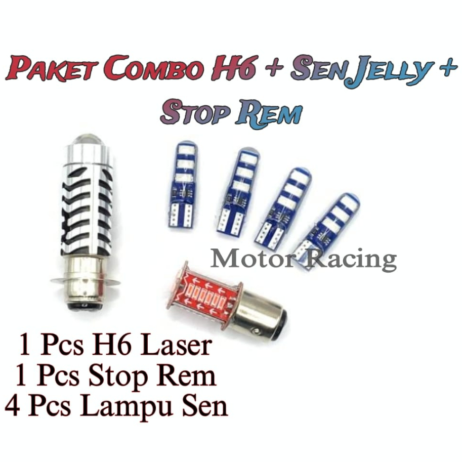 Jual Combo Paket Hemat Lampu Motor Led H6 Laser Bohlam Stop 30 Led ...