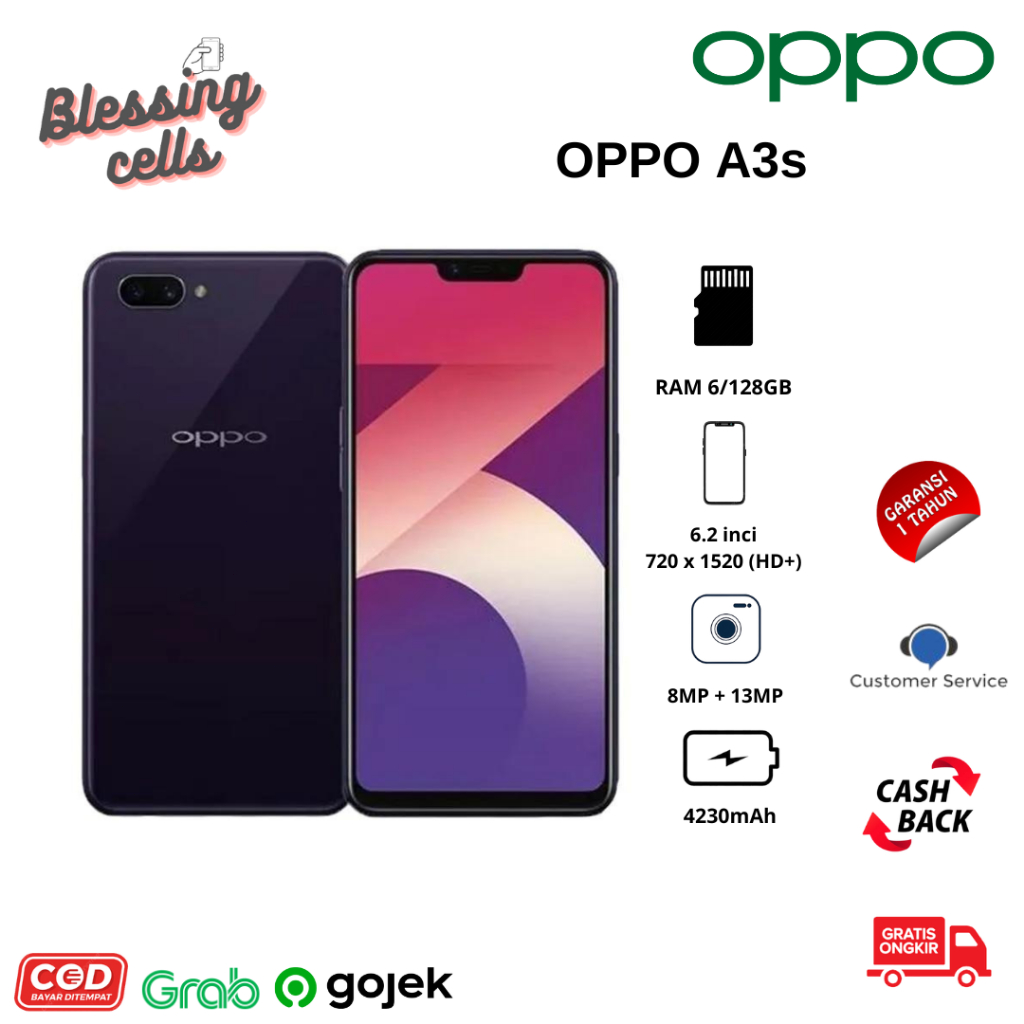 Jual OPPO A3s RAM 6/128 GB (GARANSI 1TAHUN) | Shopee Indonesia