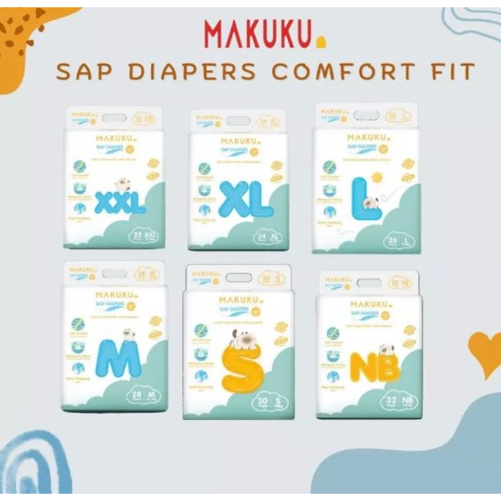 Jual Popok Bayi Diapers Makuku SAP Diapers Comfort Fit | Shopee Indonesia