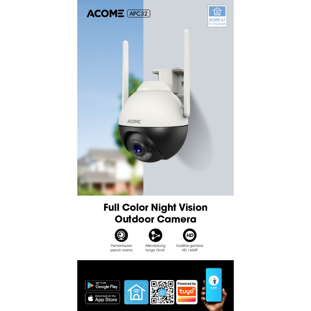 Jual ACOME APC32 Smart IP WiFi Camera CCTV Outdoor PTZ 1550P WeatherProof | Shopee Indonesia