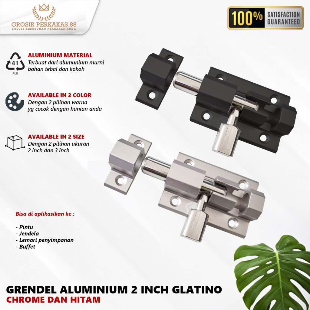 Jual Grendel Aluminium Pintu Jendela Gerendel Slot Hitam Glatino 2 3 ...