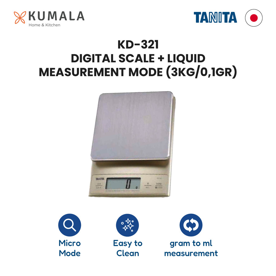 Jual TANITA KD-321 Timbangan Dapur Digital - Kitchen Scale 3kg/0.1gr Silver | Shopee Indonesia