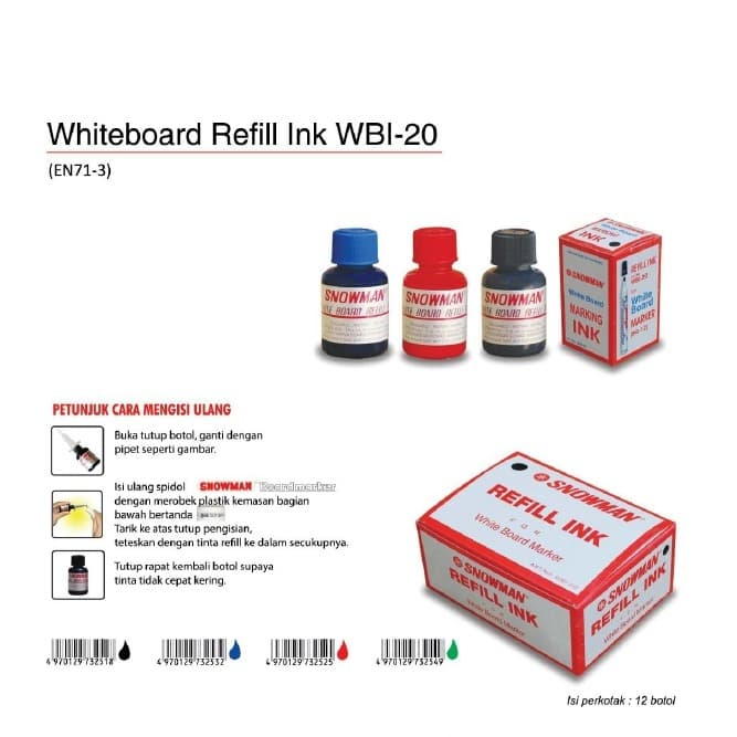 Jual Refil Spidol Snowman Whiteboard Ink Isian Spidol Whiteboard ...