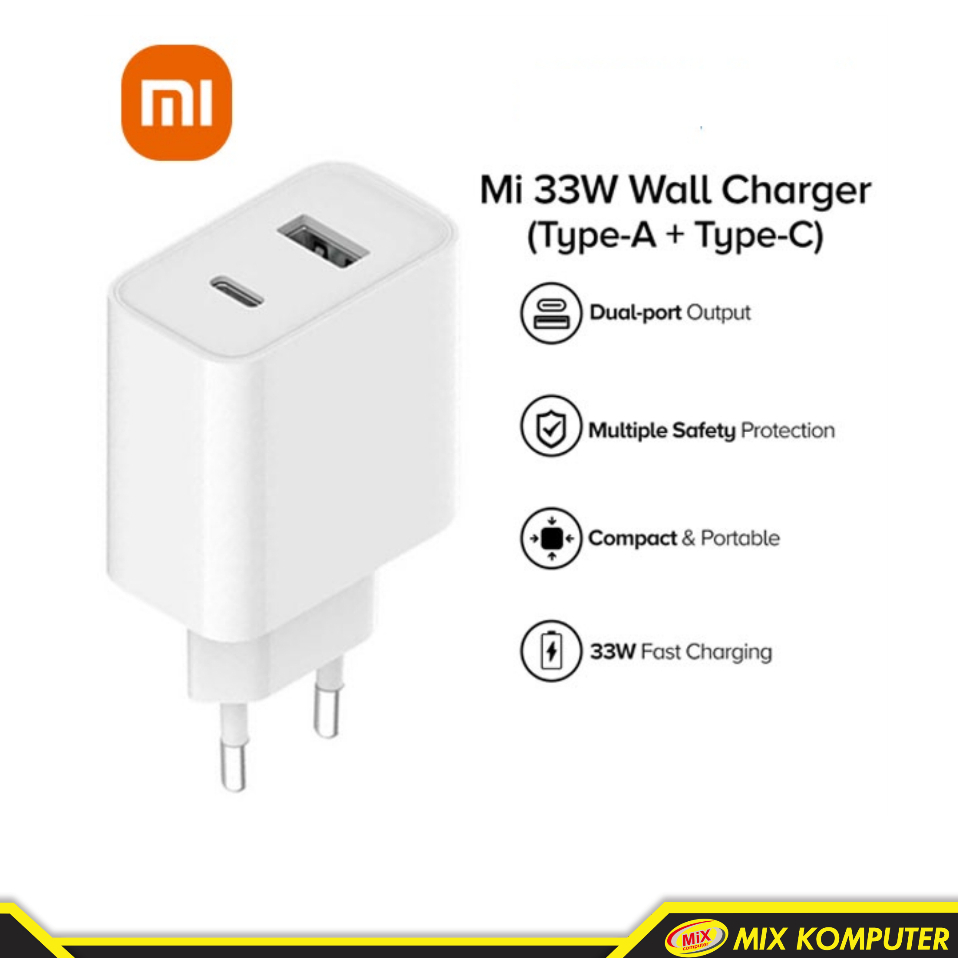 Jual Xiaomi Mi 33W Wall Charger (Type-A + Type-C) Adaptor Charging ...