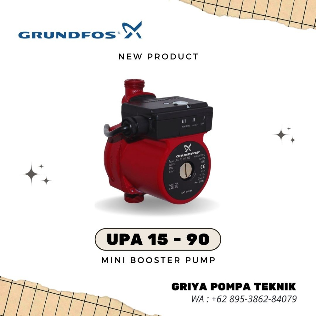 Jual Pompa Air Dorong Mini GRUNDFOS UPA 15-90 Booster Pump Otomatis | Shopee Indonesia