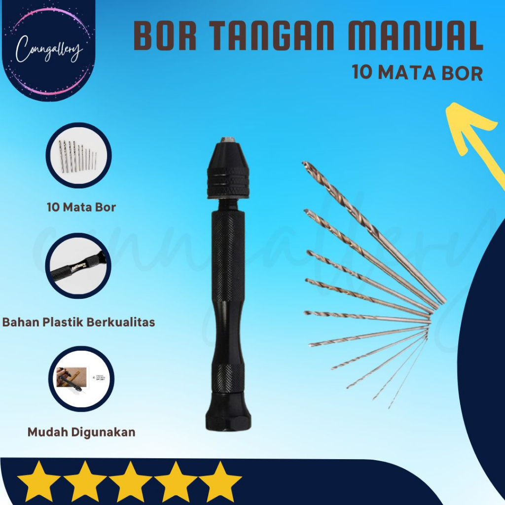 Jual Bor Tangan Mini Manual HSS Twist Drills dengan 10 Mata Bor Drill ...