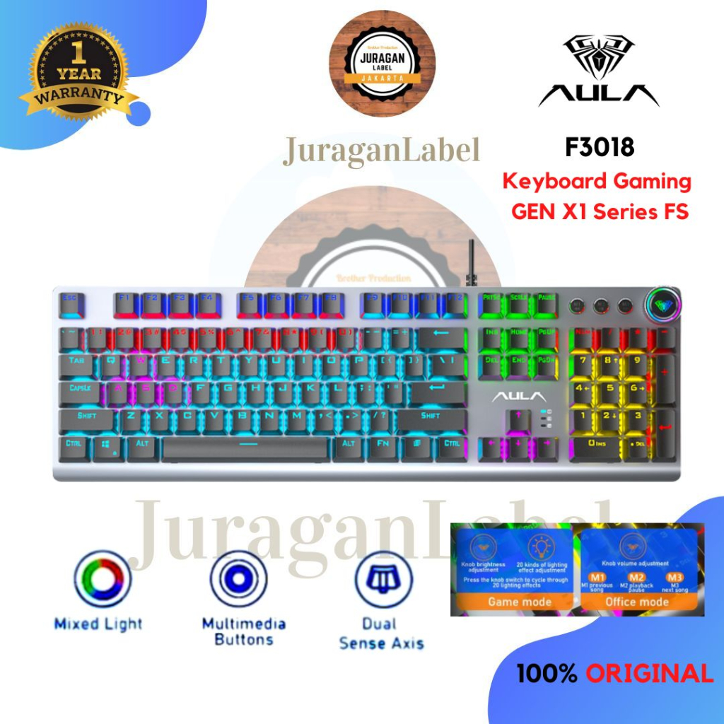 Jual Keyboard Gaming Aula F3018 Mechanical Multimedia GEN X1 Series FS ...