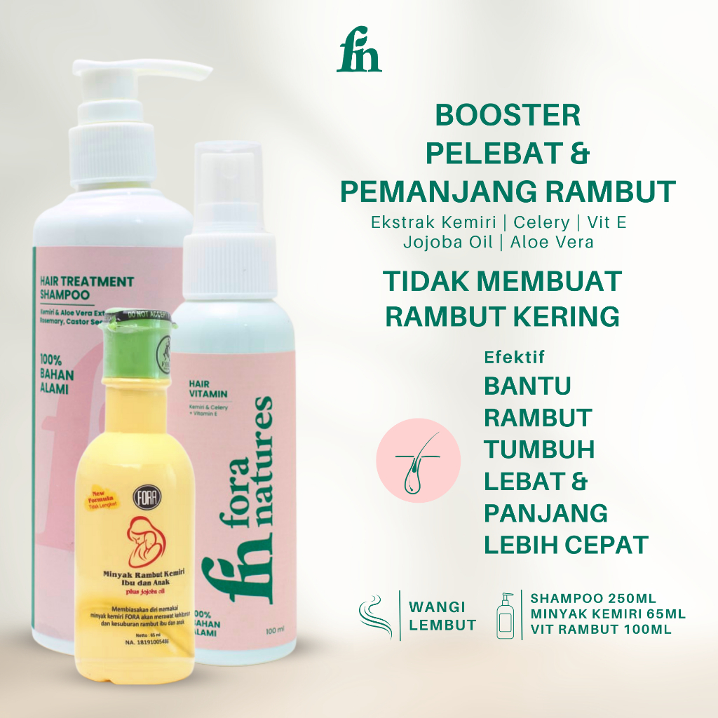 Jual Fora Natures Bundle Shampoo Vitamin Rambut dan Minyak Kemiri ...