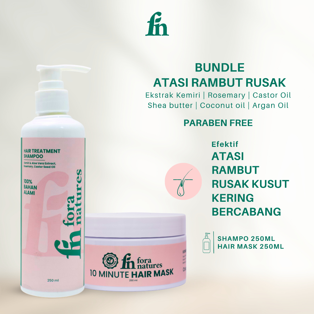 Jual Fora Natures Paket Shampo dan Hair Mask Perawatan Rambut Rusak ...