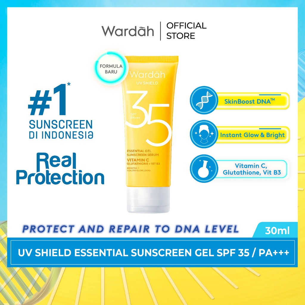 Jual Wardah UV Shield Essential Sunscreen Gel Serum (Kuning) SPF 35 PA ...