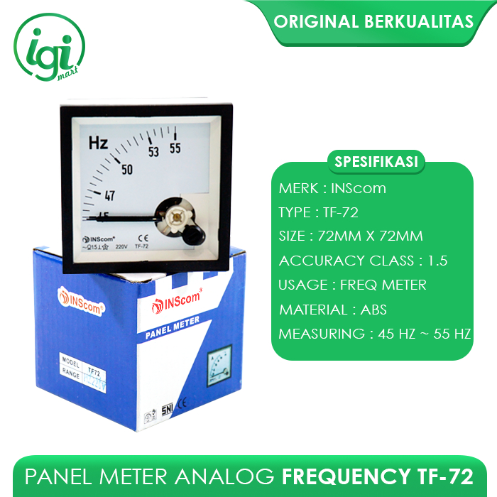Jual PANEL METER ANALOG FREQUENCY HZ 72X72 JARUM POINTER INSCOM ...