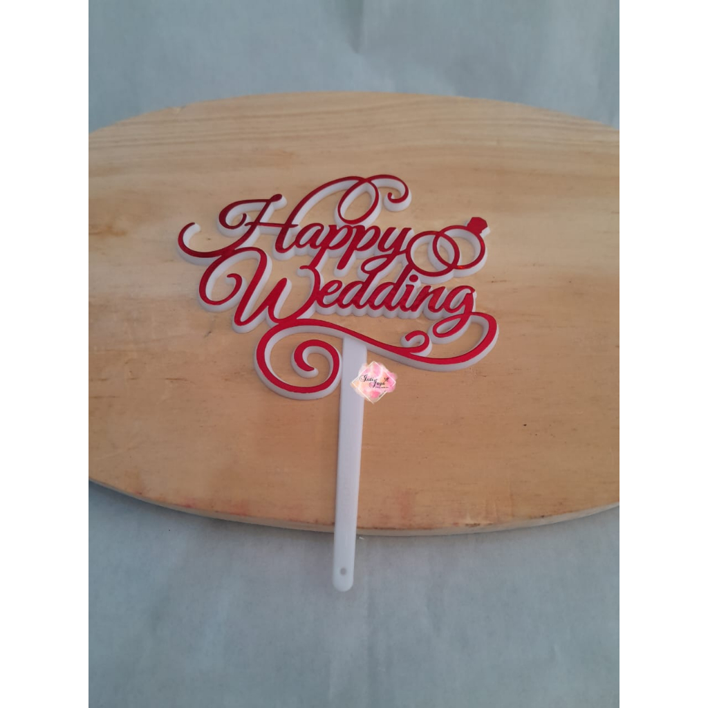 Jual TOPPER DEKORASI CAKE/TOPPER HAPPY WEDDING/TOPPER PERNIKAHAN/TOPPER ...