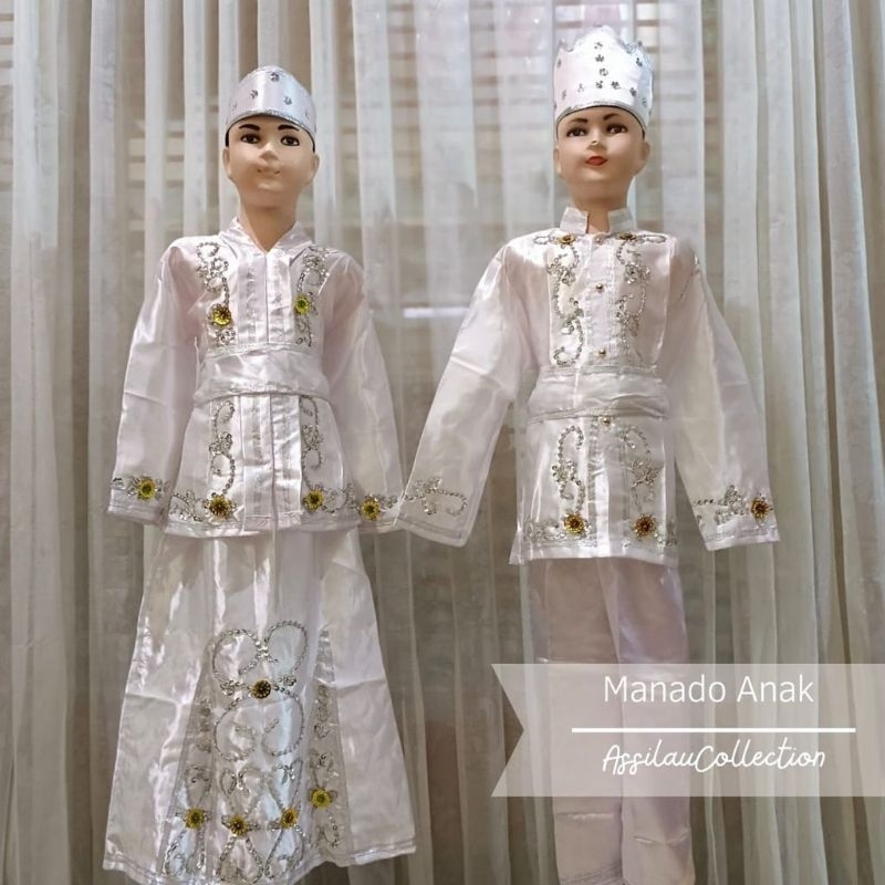 Jual baju adat manado anak putih/biru satuan/(laki & cewek) | Shopee ...
