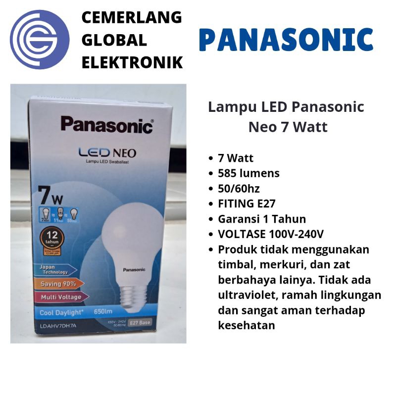 Jual LAMPU LED PANASONIC NEO 7 WATT | Shopee Indonesia