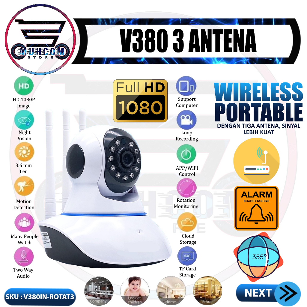 Jual Smart IP Camera CCTV V380 Pro Robot Cam Wifi Kamera Mini Wireless 3 Antena Baby Kamera ...