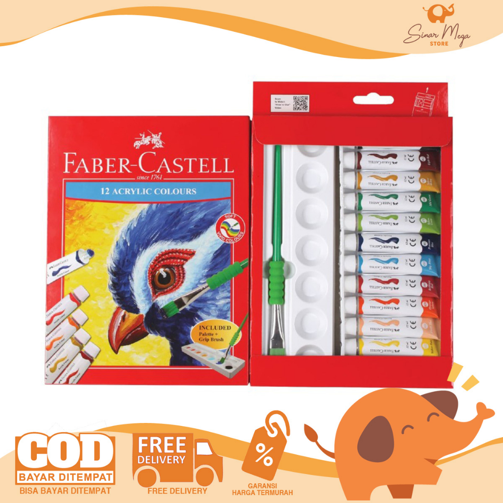 Jual Faber Castell Acrylic 12 color / Akrilik Warna | Shopee Indonesia