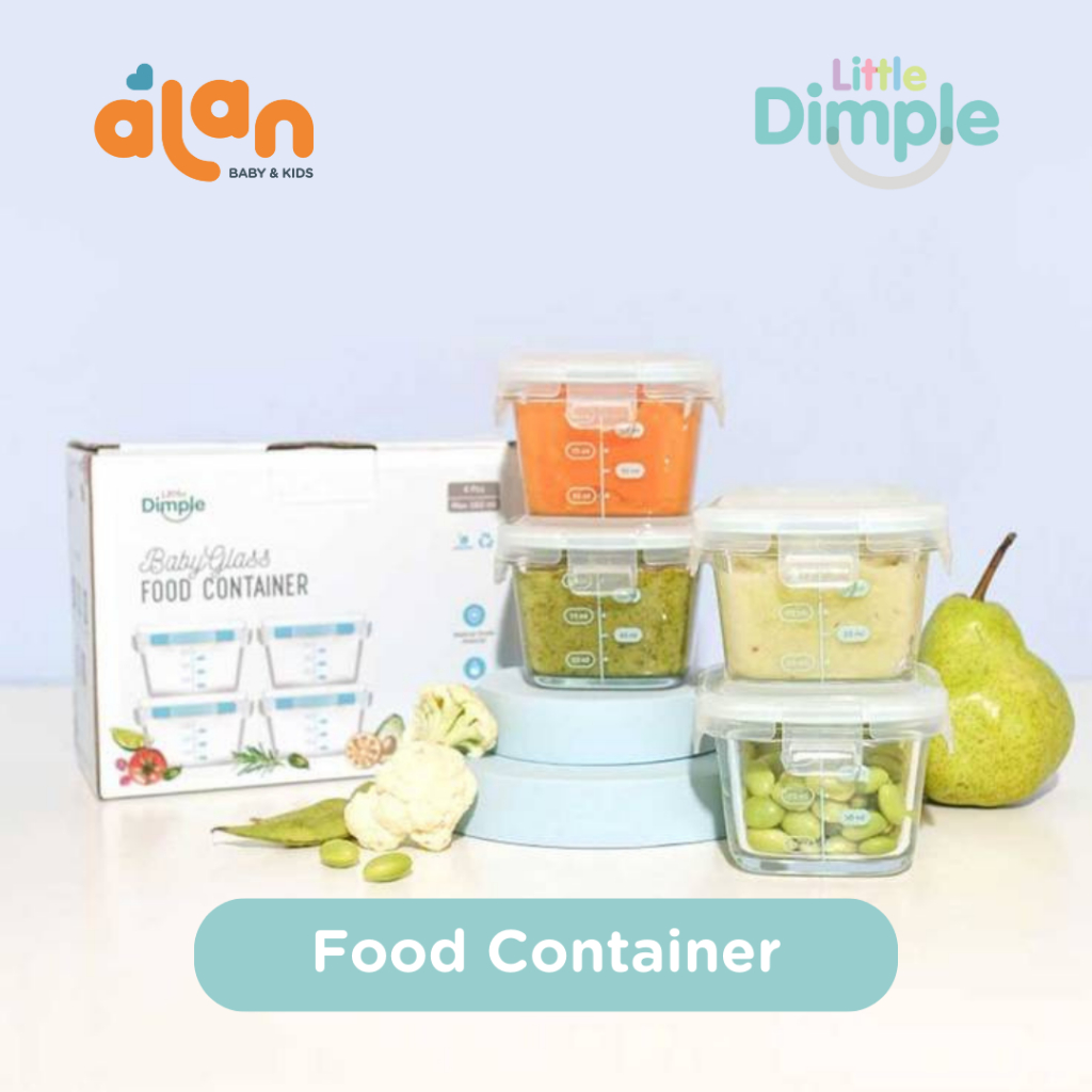 Jual Little Dimple Baby Glass Food Container 4pcs x 160ml (LD-FCB4 ...
