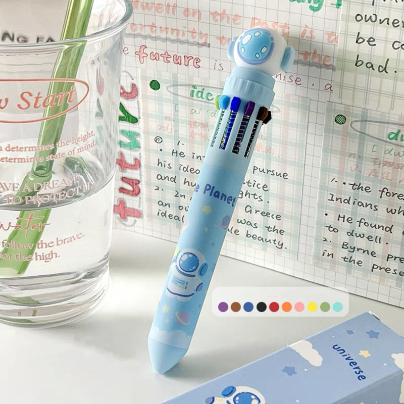 Jual pen 10 warna cute theme ballpoint 10 colors pulpen imut | Shopee ...
