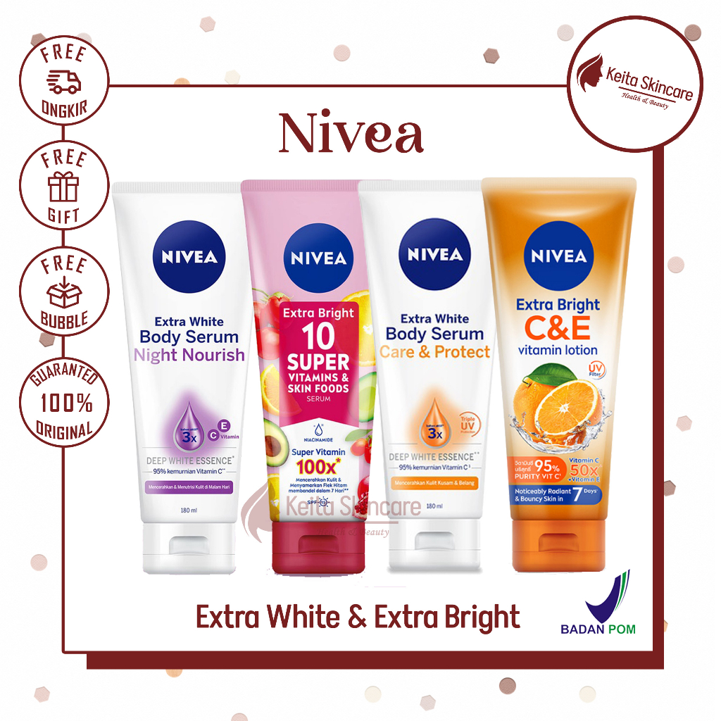 Jual NIVEA Extra Bright Body Serum 10 Super Vitamin & Skin Food | Nivea ...