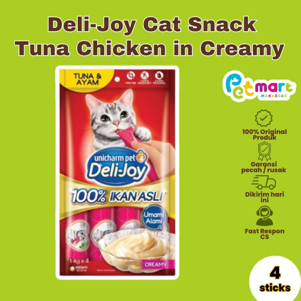 Jual Snack Cemilan Kucing Deli Joy Tuna Chicken in Creamy Cat Treats ...