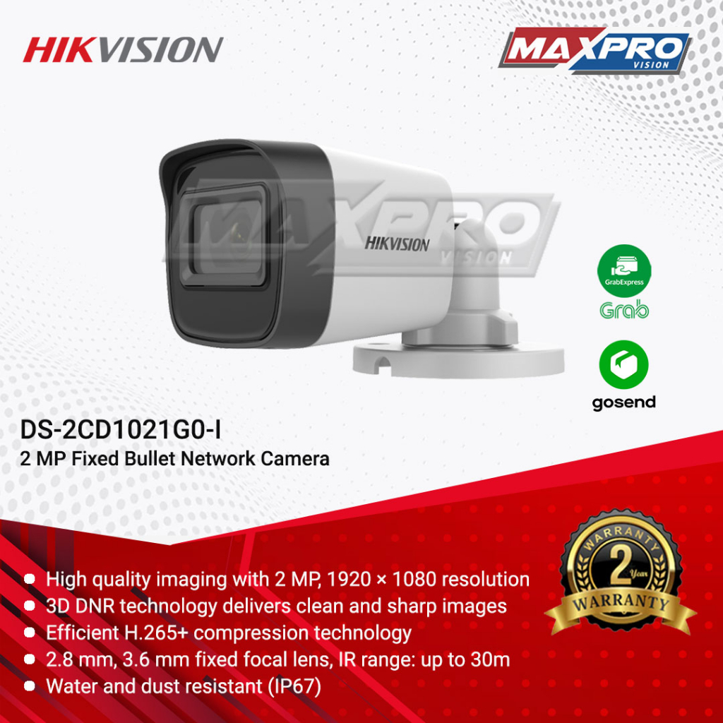 Jual DS-2CD1021G0-I - HIKVISION IP CAMERA 2MP FIXED BULLET CAMERA | Shopee Indonesia
