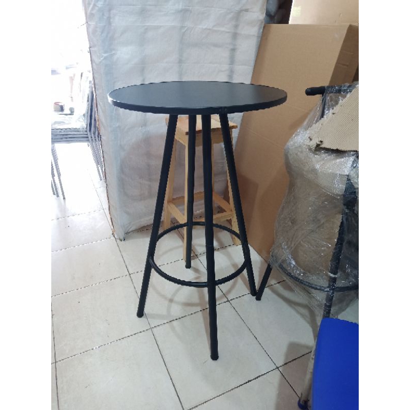 Jual meja bar hitam diameter 60 cm tinggi 100cm meja resto meja pameran serba guna | Shopee ...