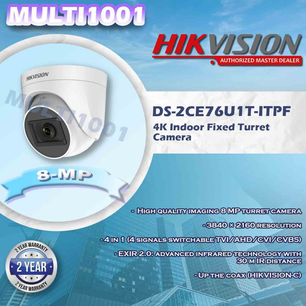 Jual CAMERA CCTV HIKVISION INDOOR 8MP 4K DS-2CE76U1T-ITPF | Shopee Indonesia