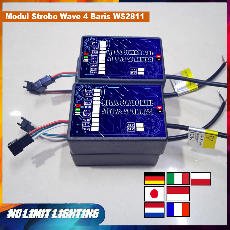 Jual Modul LED Strobo Wave 4 Baris 12V Ws2811 Zigzag Bendera Negara ...