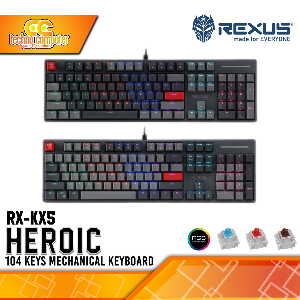 Jual REXUS HEROIC KX5 Mechanical - Gaming Keyboard | Shopee Indonesia