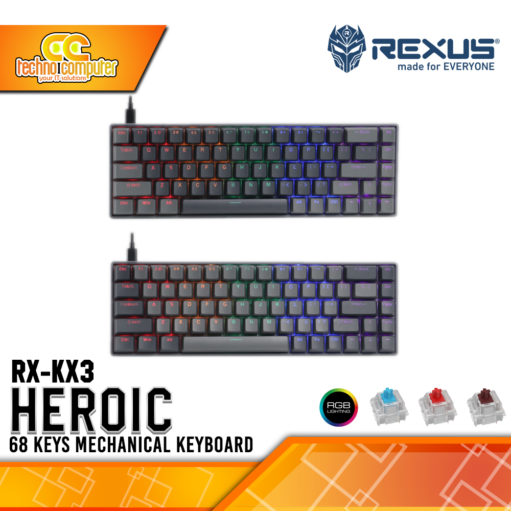 Jual REXUS HEROIC KX3 Mechanical - Gaming Keyboard | Shopee Indonesia