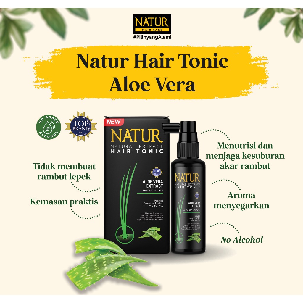 Jual Natur Hair Tonic Aloe Vera 50 Ml 90 Ml Untuk Menyuburkan Dan Melebatkan Rambut Shopee